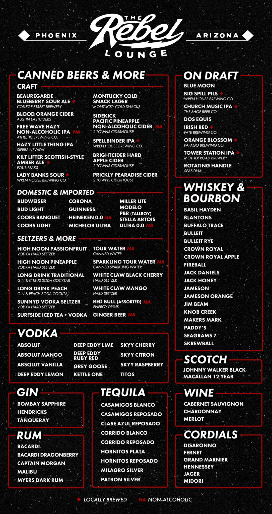 Rebel Lounge Menu : The Rebel Lounge